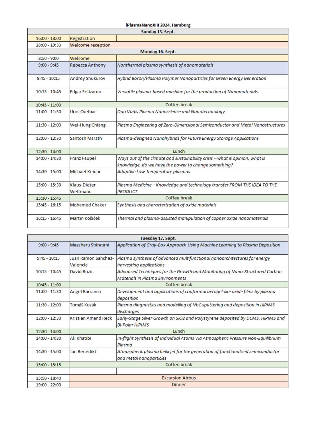 Program – iPlasmaNano 2024